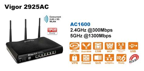 Draytek Vigor2925ac Ac1600 Dual Wan Vpn Router Everbest Technologies Ltd