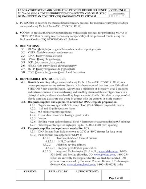 Pdf Laboratory Standard Operating Procedure Genomelab