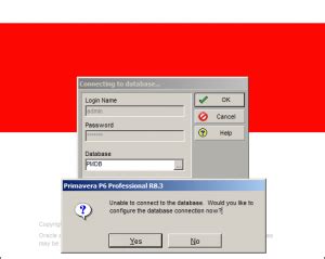 Primavera P Professional Unable To Connect To The Database