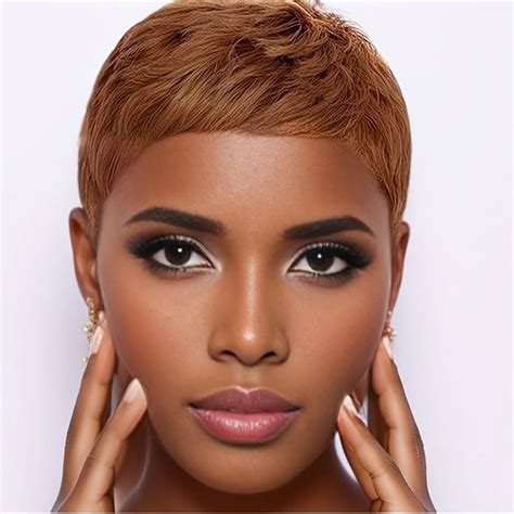 Machine Made 150 Density Pixie Cut 4inch 30 Brown Natural Black Color