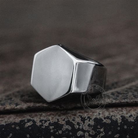 Classic Hexagon Stainless Steel Ring Gthic