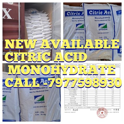 Citric Acid Monohydrate Packaging Size 25kg Packaging Type Bag At