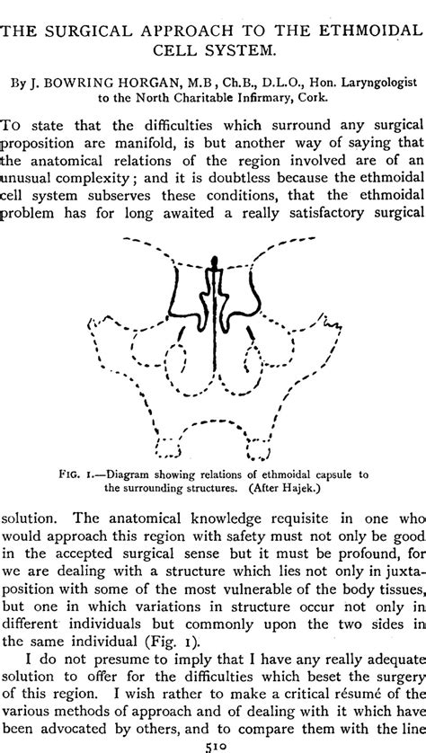 The Surgical Approach To The Ethmoidal Cell System The Journal Of