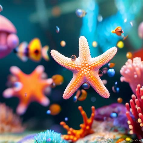 Linda Estrella De Mar En El Fondo Del Mar Ilustración De Dibujos
