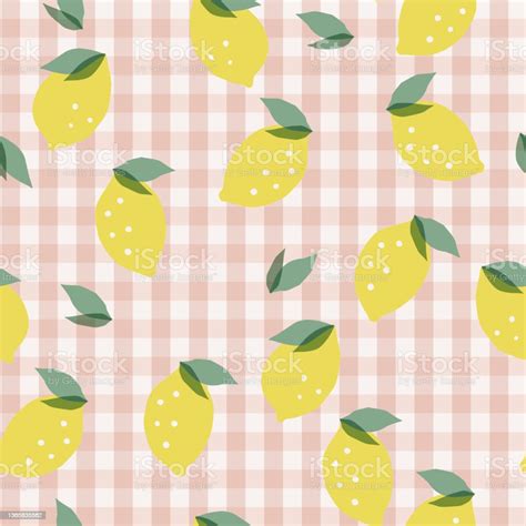 벡터 체크 배경과 레몬 일러스트 모티프 원활한 반복 패턴 패션 홈 키친 프린트 패브릭 과 섬유 디지털 아트워크 0명에 대한 스톡 벡터 아트 및 기타 이미지 Istock