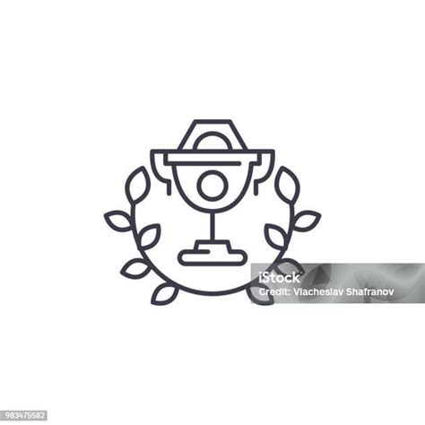 컵 화 환 선형 아이콘 개념입니다 컵 화 환 선 벡터 기호 상징 그림 1에 대한 스톡 벡터 아트 및 기타 이미지 1 Championship 경기 스포츠 Istock