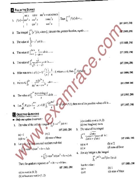 Jee Questions Definite Integration Real Analysis Physics And Mathematics