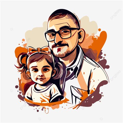 ابنة أبي المتجه الأب وابنته حرف فن جرافيك كرتون ملصق قصاصة فنية Png