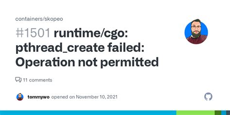 runtime cgo pthread create failed operation not permitted · issue
