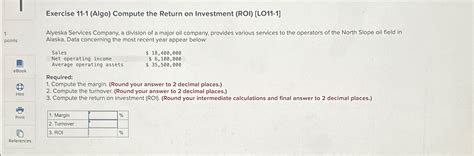 Get Answer Exercise 11 1 Algo Compute The Return On Investment