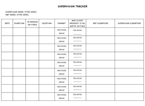 Aba Supervision Tracker Etsy