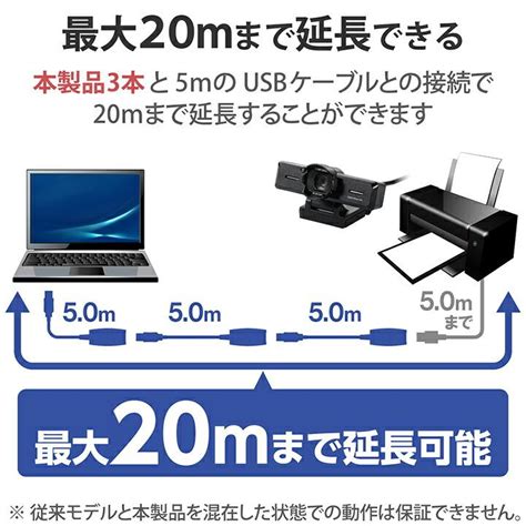 エレコム Usb エクステンダー ケーブル 5m 延長コード Usbオス Usbメス プリンター Webカメラ 接続 延長ケーブル コード