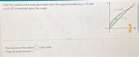 Solved Find The Volume Of The Solid Generated When The Chegg Com