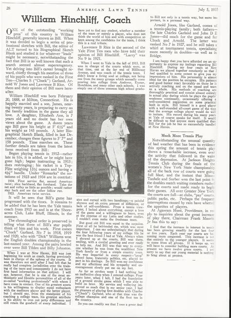 William Hinchliff — Yale Mens Tennis History
