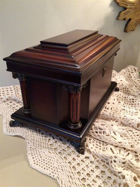 Bombay Company Mahogany Jewelry Box With Neoclassical Corinthian Colums