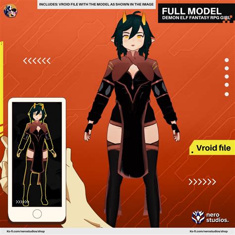 Demon Elf Fantasy Rpg Girl Coat Evil Horned Sexy Vroid File 悪魔 妖精