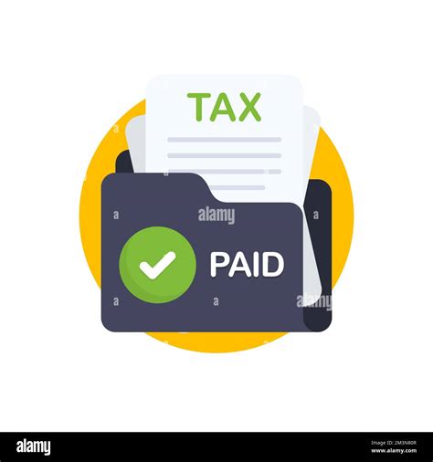 Tax Return Paid Icon Paper Documents Inside The Folder With Paid Sign