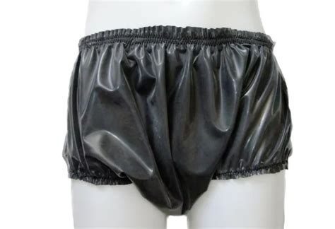 Pure Latex Gummi Slips Baggy Höschen Hose Glänzend Schwarz Unterwäsche