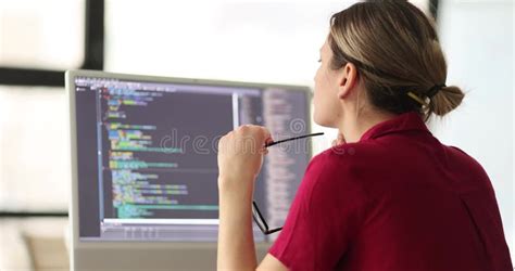 Programmer With Glasses In Hand Checkups Code On Computer Stock Video Video Of Glasses