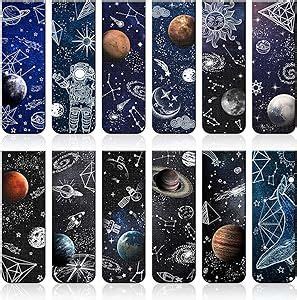 12 Pieces Magnetic Bookmarks Space Moon Roaming Bookmarks Magnetic Page