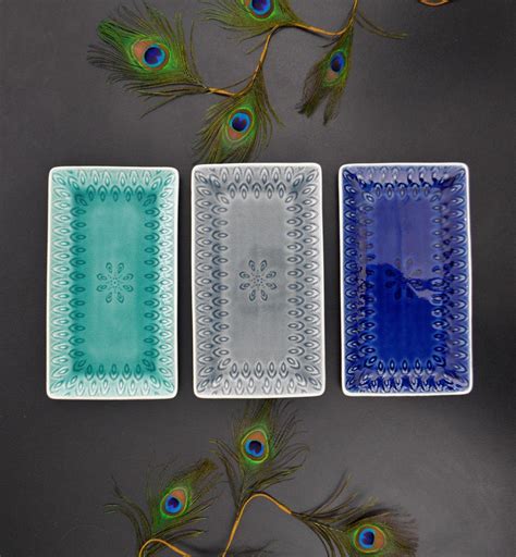 Peacock Rectangular Platter Euro Ceramica