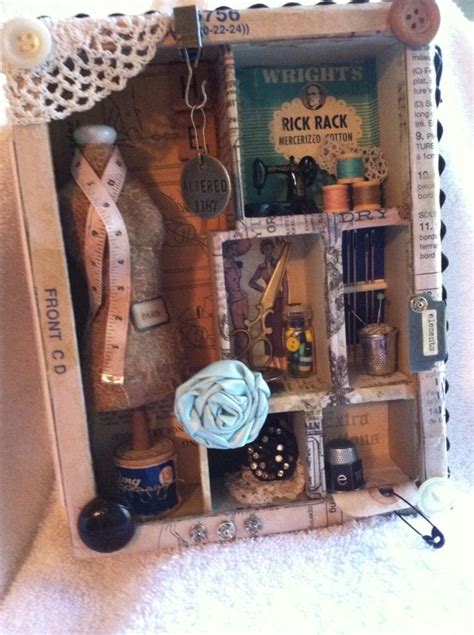 One Of My Assemblage Boxes About Sewing Shadow Boxes Shadow Box