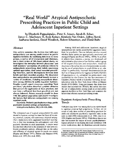 Pdf Real World Atypical Antipsychotic Prescribing Practices In
