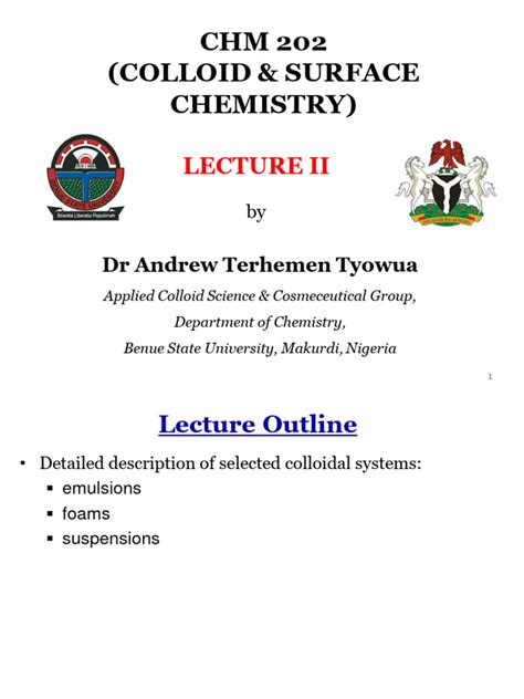 Chm 202 Colloid And Surface Chemistry Ii Pdf