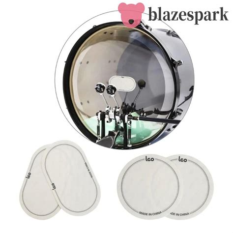 Blazespark Bass Drum Patch เดี่ยวคู่กลองผิว Drumhead Protectorทนทาน