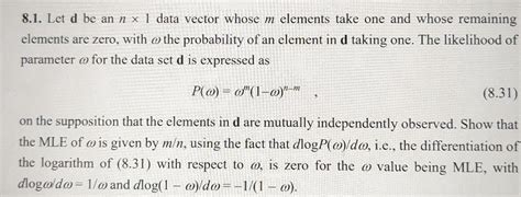 Solved 81 Let D Be An N×1 Data Vector Whose M Elements