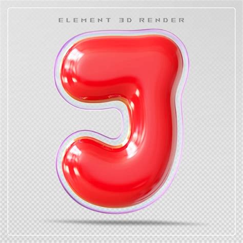 Premium PSD Red Alphabet Letter J Font 3d Render