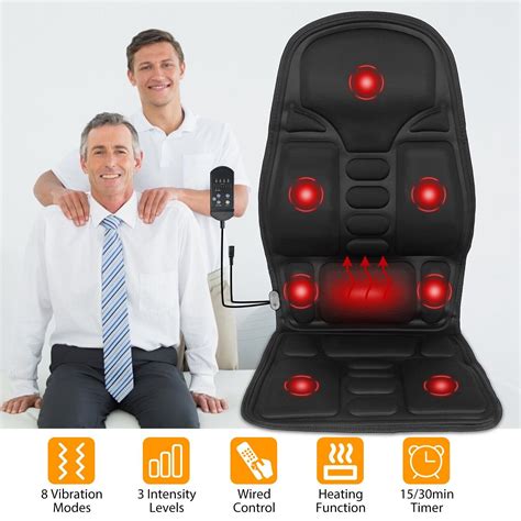 Pad 8 Mode Massage Seat Cushion Electric Shiatsu Heated Back Neck