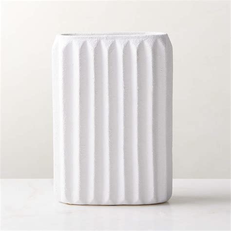 Jessa Modern Rectangular Ribbed White Vase Reviews Cb2 Canada