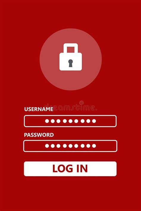 Web Banner Password Login On Red Background Cyber Security Con Stock Illustration