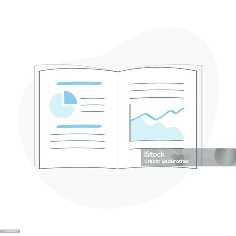 그래프 차트 노트 데이터와 책 운동 책 연구 보고서 또는 노트북을 열었다 교육 또는 예측 금융 개념 아이콘 흰색 배경에 평면 개요 벡터 개념 전자 상거래에 대한 스톡 벡터