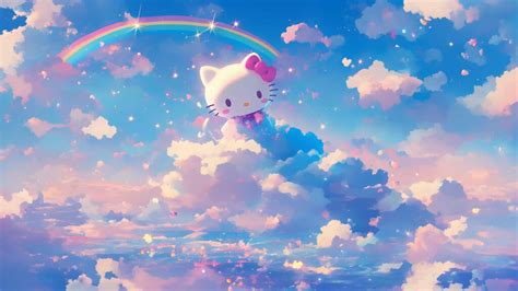 Hello Kitty Clouds Rainbow Desktop Wallpaper Sanrio Wallpaper 4k