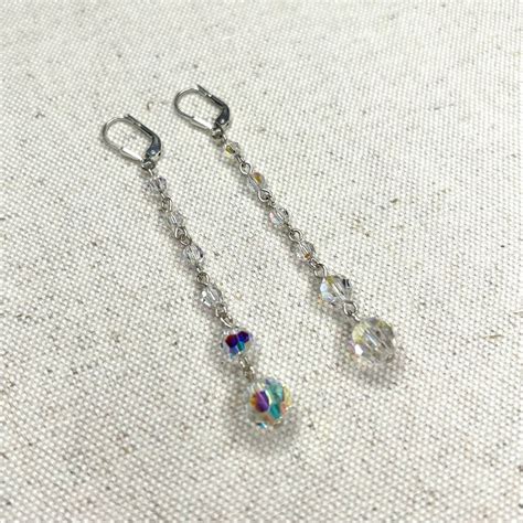 Swarovski Clear Crystal Dangle Drop Earrings Etsy