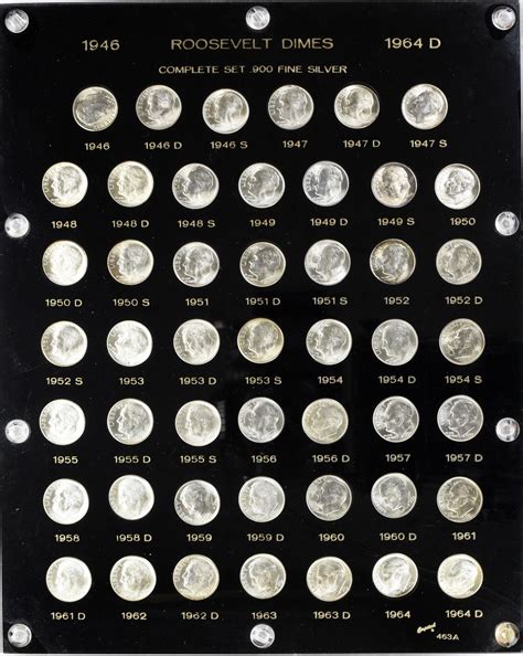 1946 1964 Pds Silver Roosevelt Dimes Set All Mint State 63 And Finer