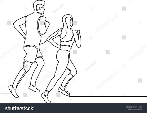 Figure Continuous Line Group Couple Man Stock Vector Royalty Free