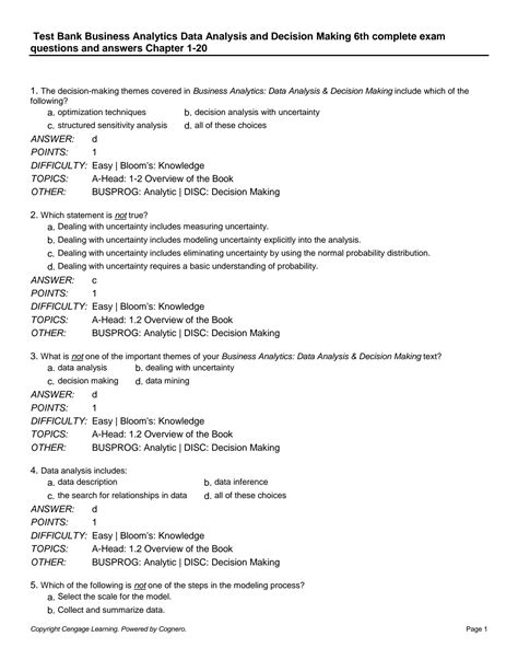 Solution Test Bank Business Analytics Data Analysis And Decision
