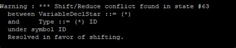Parsing Small Shift Reduce Conflict In CUP Stack Overflow