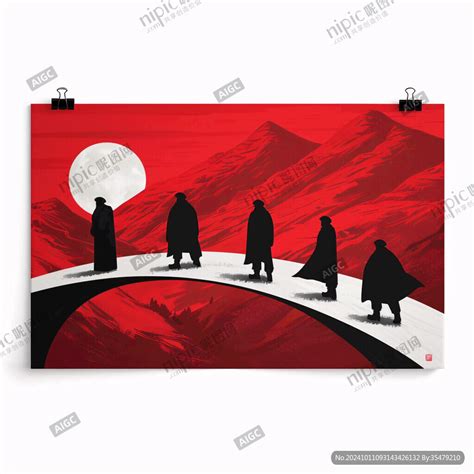 AI创作图水墨阿拉善阿拉善红色 装饰画太极广告创意 功守道挂画 红色迪拜插画迪拜手绘 西部战区水墨装饰画 功守道新中式装饰画 红色风格挂画