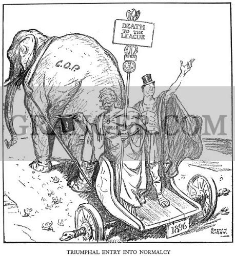 Image Of Cartoon League Of Nations 1921 Triumphant Entry Into Normalcy American Cartoon On
