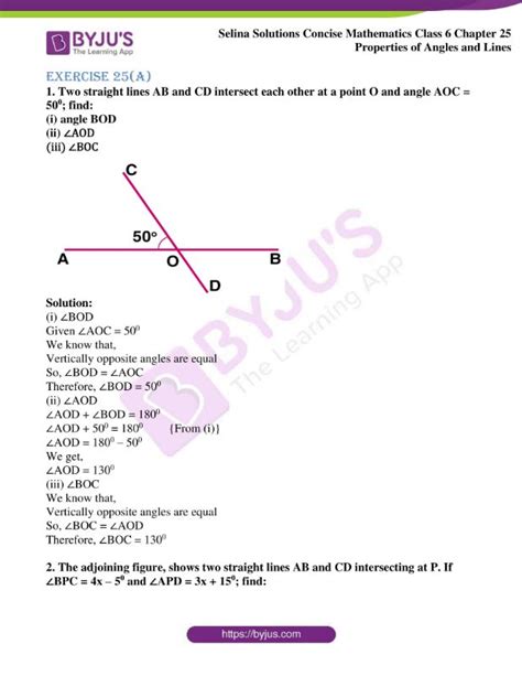 Selina Solutions Concise Mathematics Class Chapter Properties Of Angles And Lines Exercise