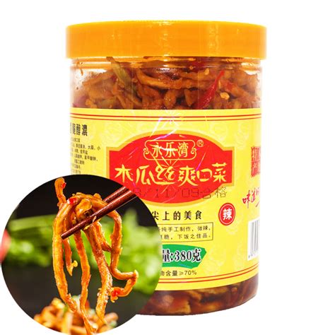 永乐湾木瓜丝干条酱菜香辣爽口菜湖南特产咸菜小菜下饭菜380g 虎窝淘
