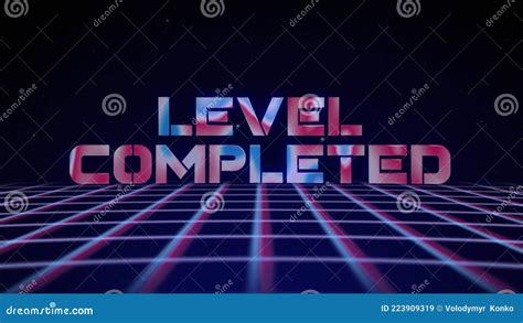 synthwave wireframe net 80s with text level completed retro futurism
