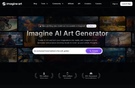 Imagine Ai Art Generator 免费的ai艺术生成器，将文本转换为惊艳的ai视觉作品 发现ai