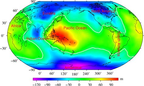 observed nonhydrostatic geoid truncated to degree 31 from egm2008 with