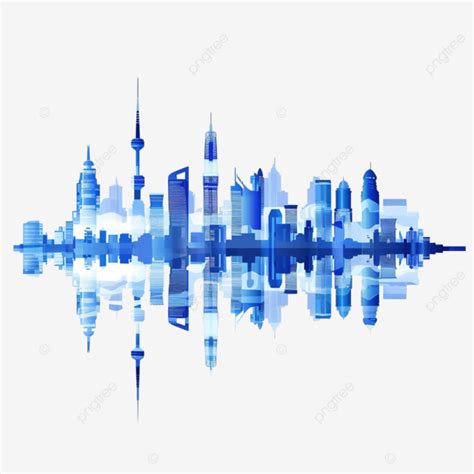 Outline Kuwait City Skyline With Blue Buildings And Reflections Kuwait