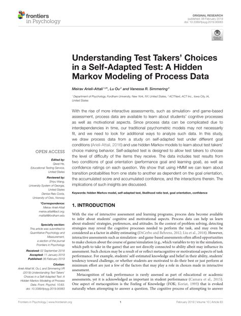 pdf understanding test takers choices in a self adapted test a